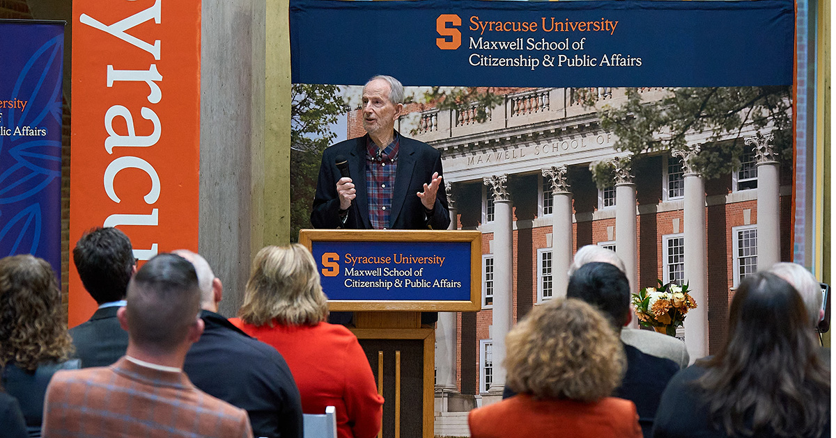Maxwell Honors Dean Emeritus John Palmer with Cramer Horizon Award